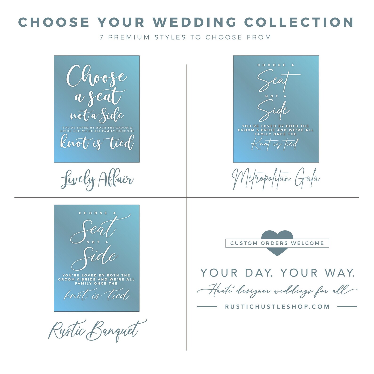 Ceremony Seating Sign Vinyl Decal Sticker, DIY Wedding Decor, Choose a ...
