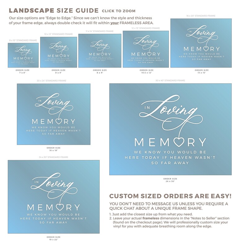 In Loving Memory Vinyl Decal Sticker for DIY Memorial Sign, Wedding ...