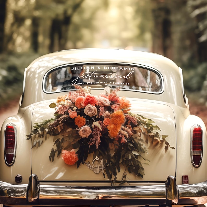 Custom Just Married Sticker Vinyl Decal for Wedding Car Decoration ...