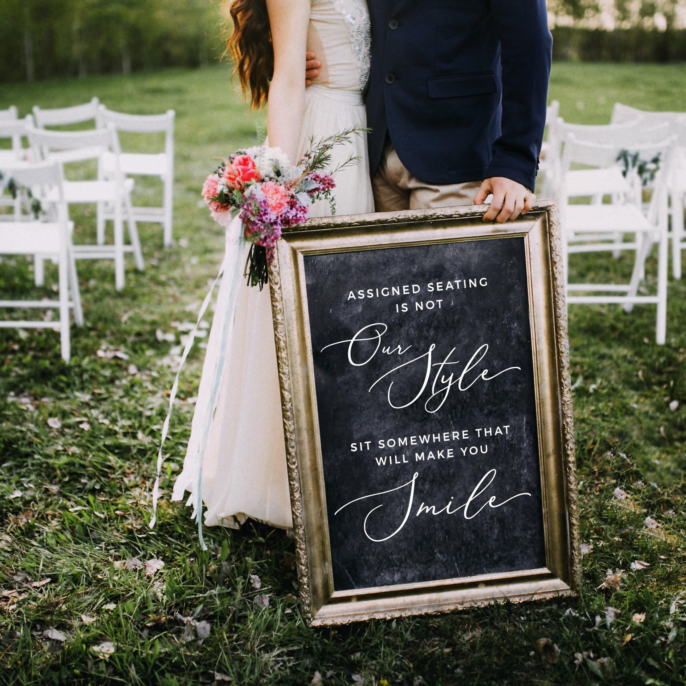 Ceremony Seating Sign Vinyl Decal Sticker, DIY Wedding Decor, Assigned ...