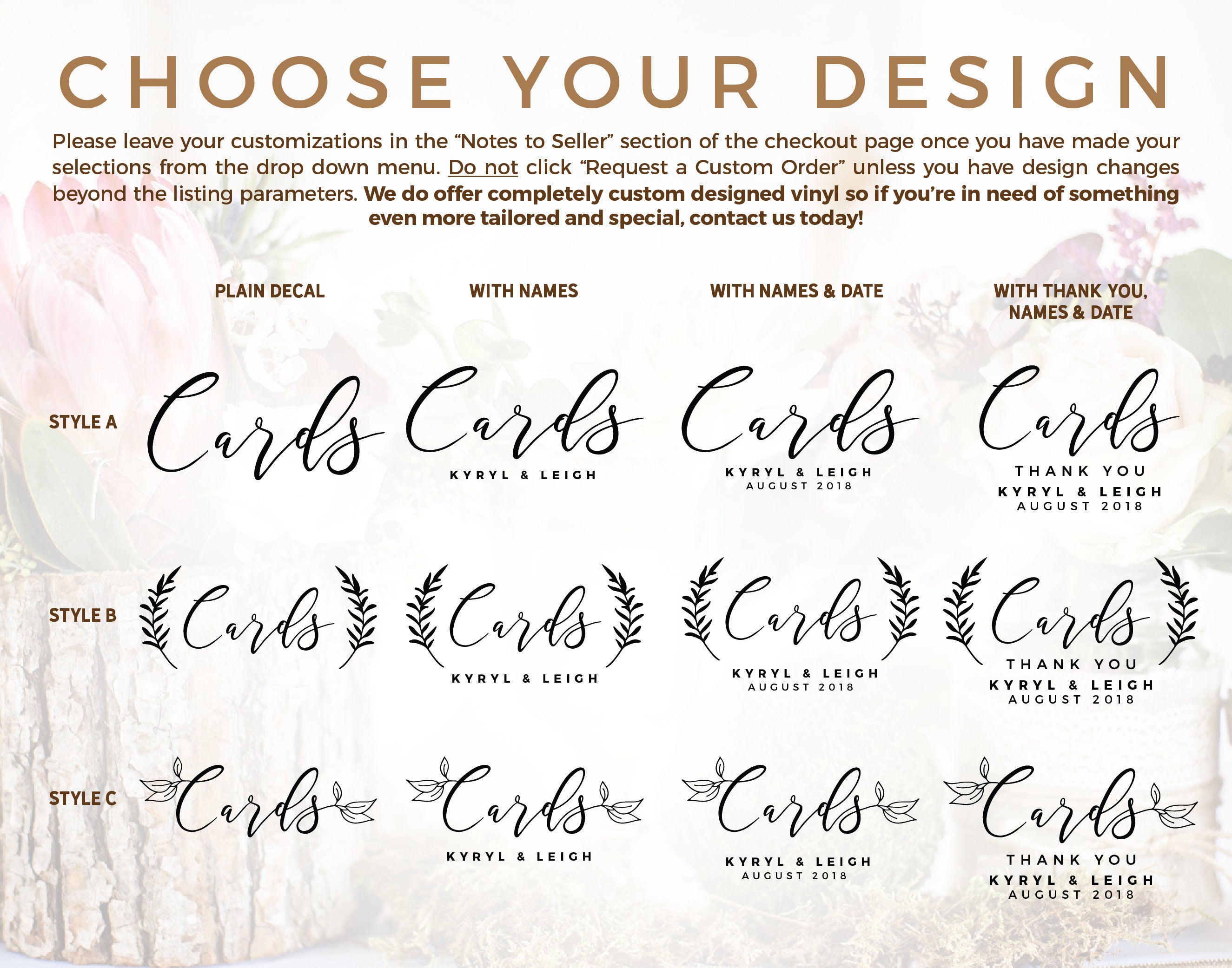 Custom Card Box Vinyl Decal Sticker for Wedding Cards and | Etsy