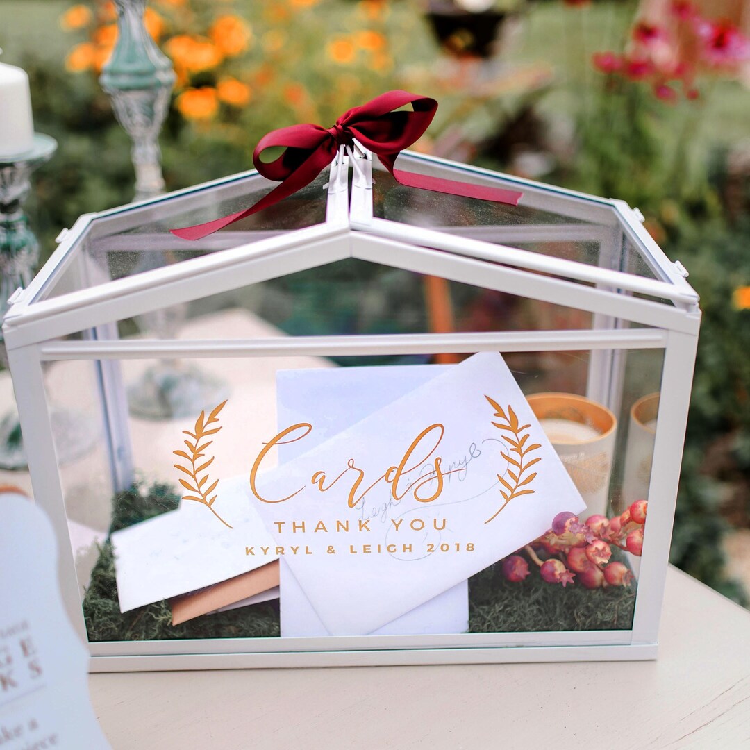 Custom Card Box Vinyl Decal Sticker for Wedding Cards Sign, Rose Gold ...