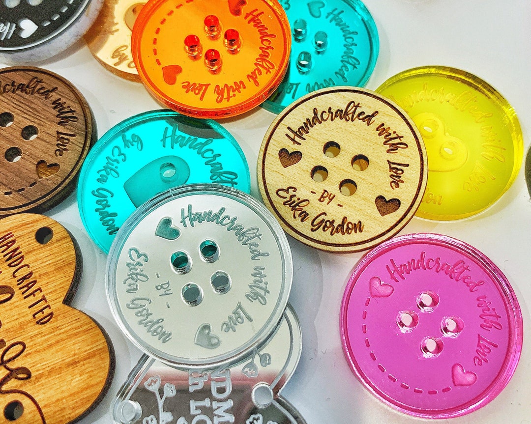 Custom Product Tags 'handcrafted With Love' Round Button Shaped ...