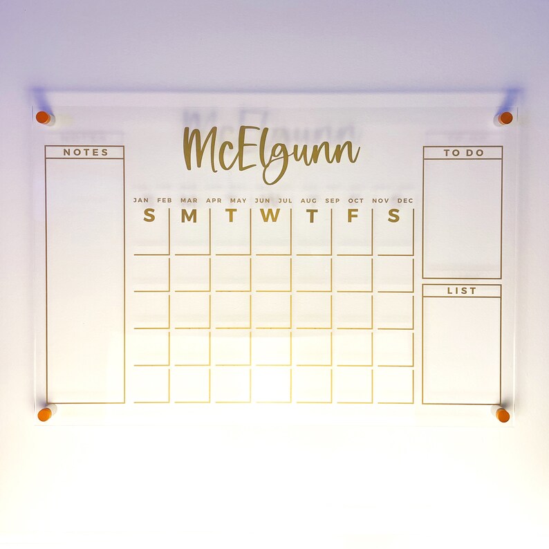3D Name Acrylic Perpetual Calendar Dry Erase Monthly Bulletin Board ...
