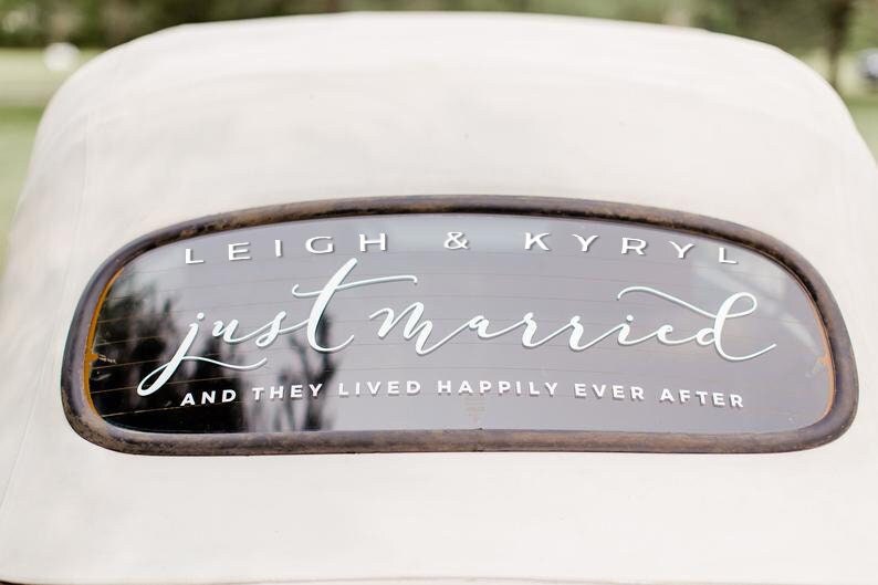 Custom Just Married Sticker Vinyl Decal for Wedding Car - Etsy