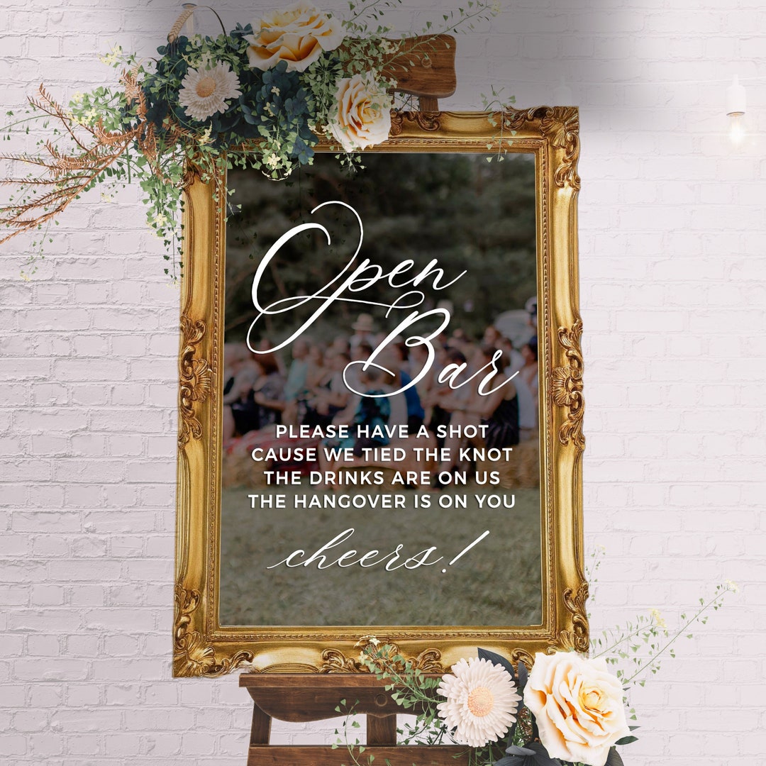 Open Bar Wedding Vinyl Decal Sticker DIY Wedding Decor - Etsy