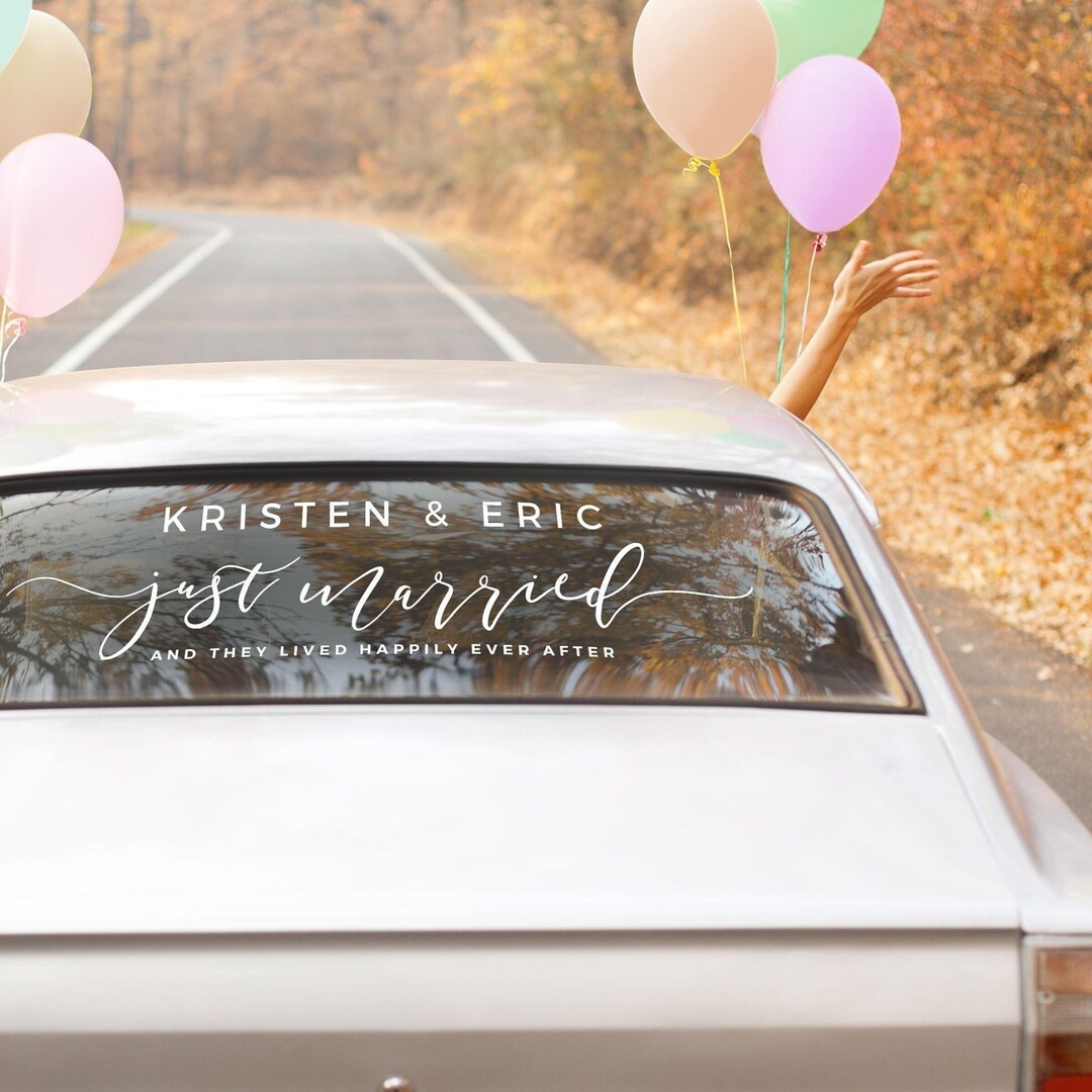 Custom Just Married Sticker Vinyl Decal for Wedding Car Decoration ...
