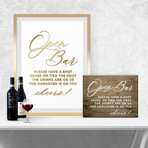 Open Bar Wedding Vinyl Decal Sticker, DIY Wedding Decor, Custom Wedding ...