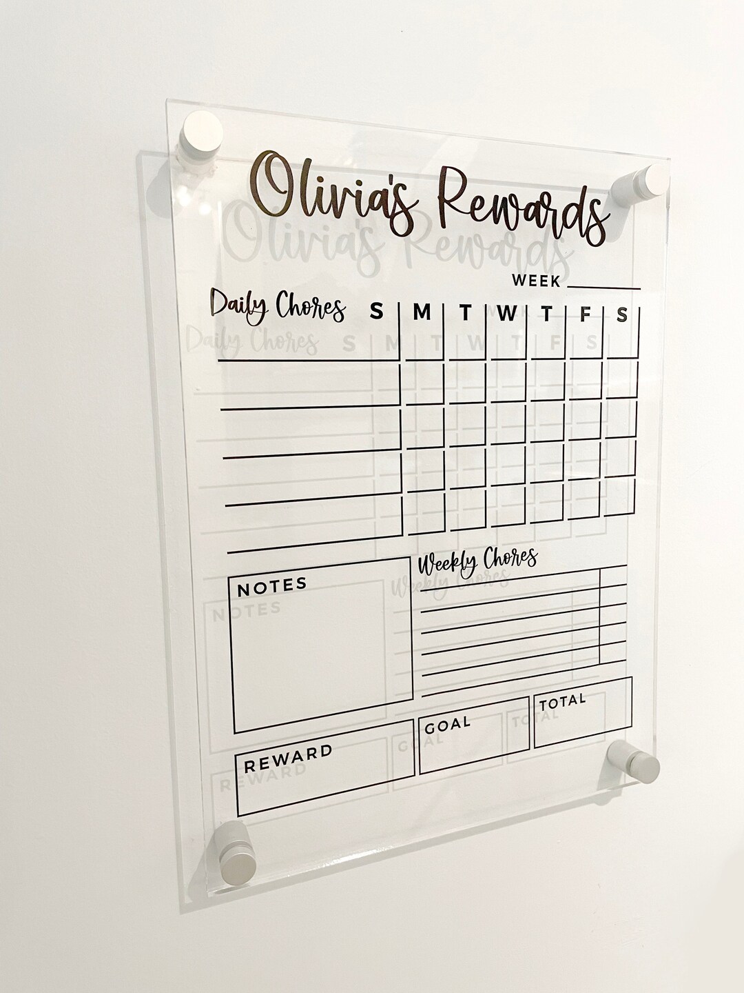Custom Acrylic Chore Chart, One Child Responsibility Routine Board, 3D ...