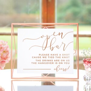 Open Bar Wedding Vinyl Decal Sticker, DIY Wedding Decor, Custom Wedding ...