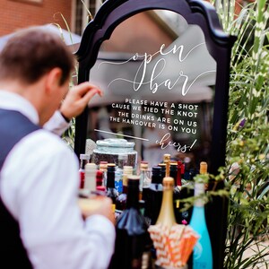 Open Bar Wedding Vinyl Decal Sticker, DIY Wedding Decor, Custom Wedding ...
