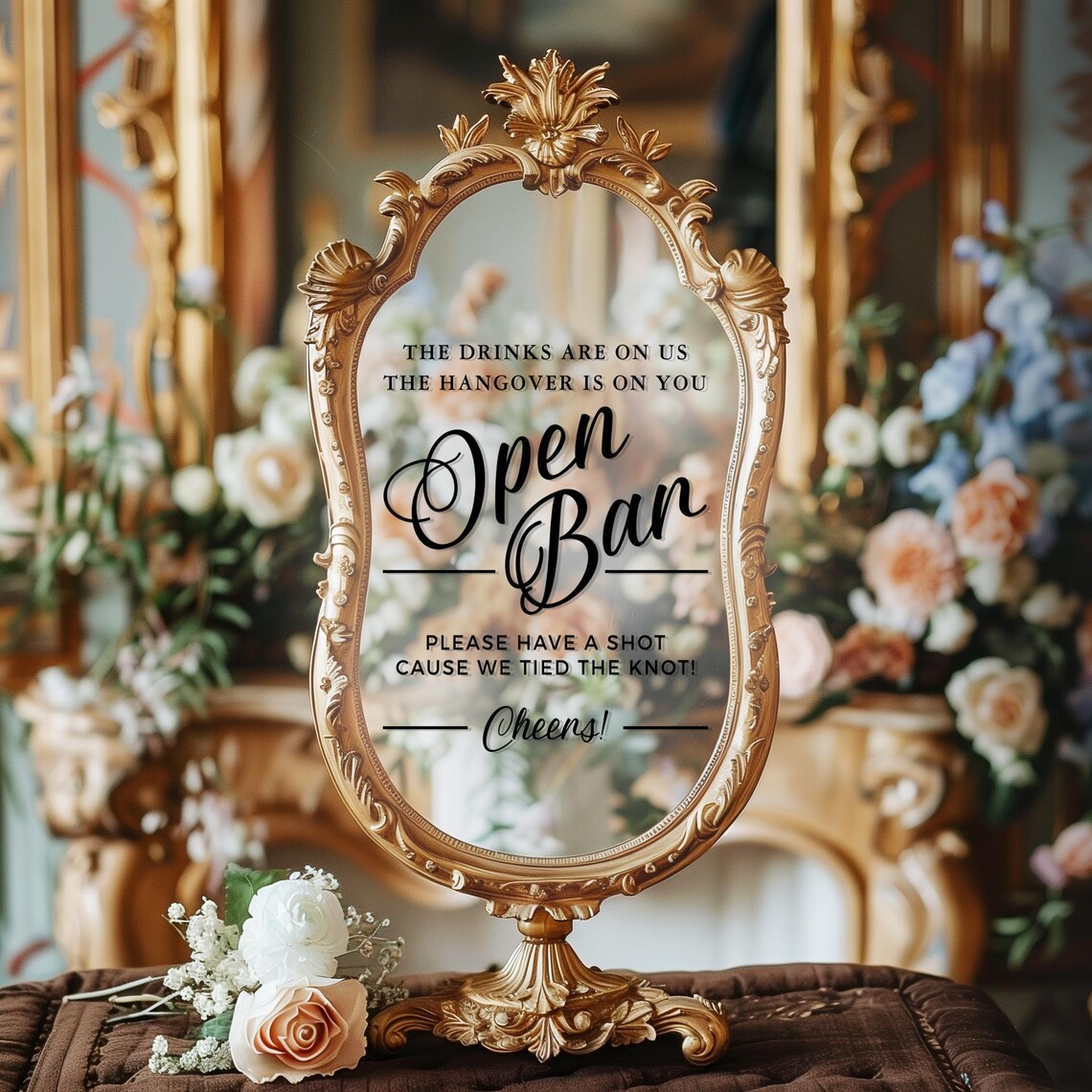 Open Bar Wedding Vinyl Decal Sticker, DIY Wedding Decor, Custom Wedding ...
