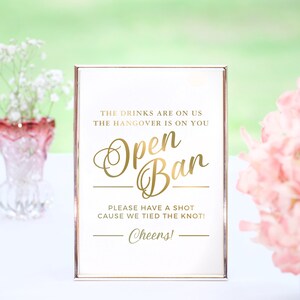 Open Bar Wedding Vinyl Decal Sticker, DIY Wedding Decor, Custom Wedding ...