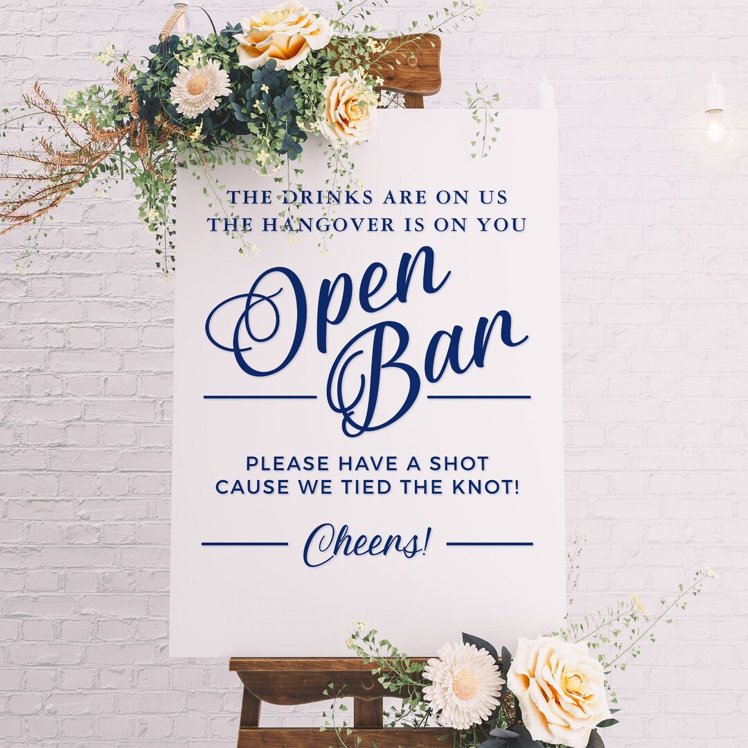 Open Bar Wedding Vinyl Decal Sticker DIY Wedding Decor - Etsy