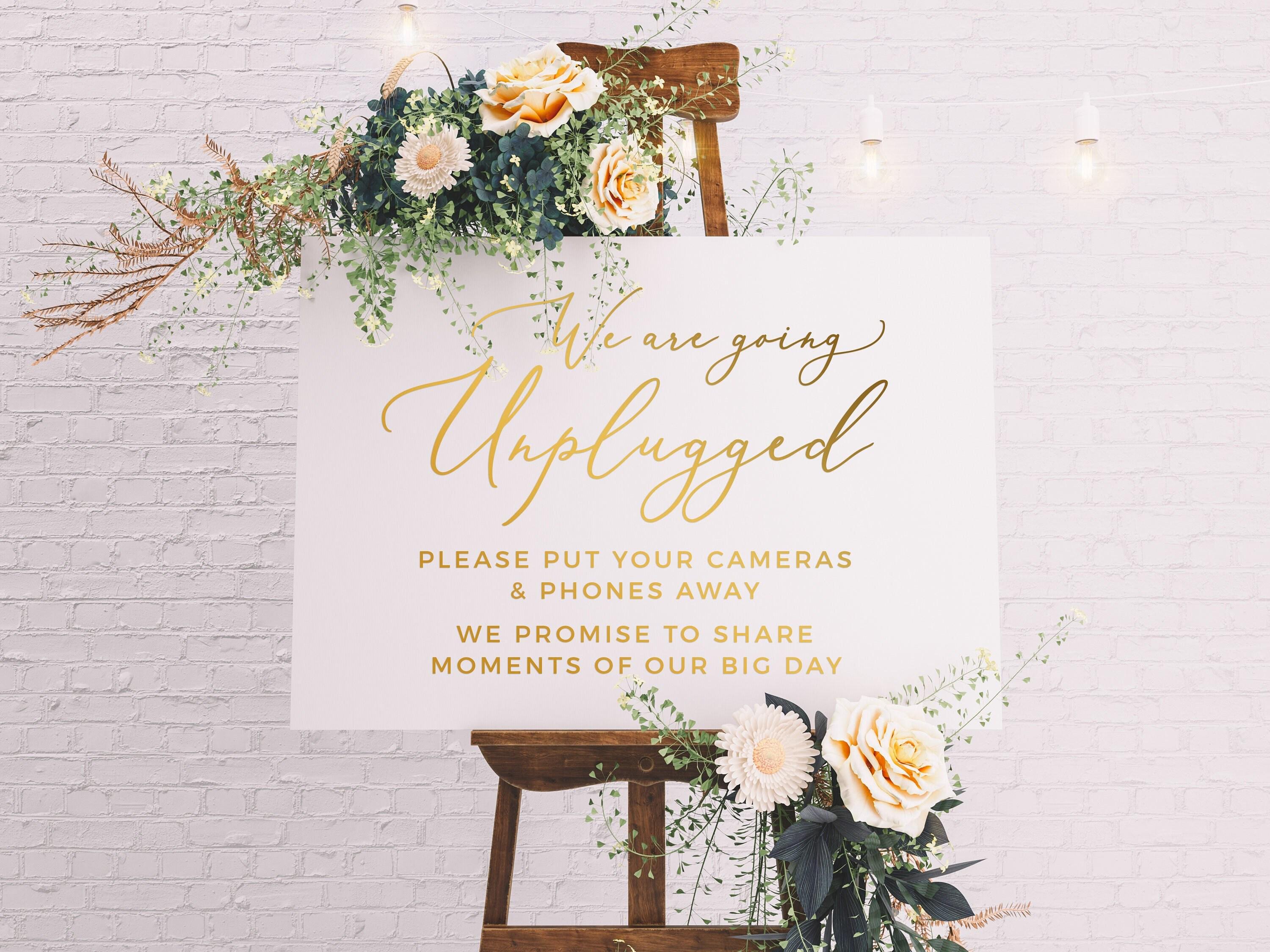 Going Unplugged Ceremony Vinyl Decal Sticker, DIY Wedding Decor, Custom ...