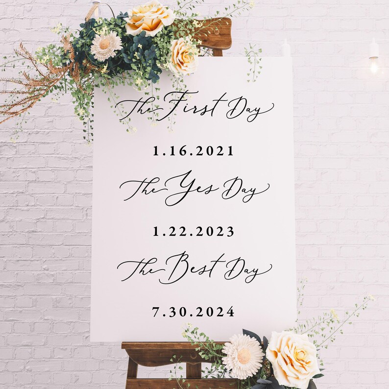 First Day Yes Day Best Day Welcome to Our Wedding Decor Entry Sign ...