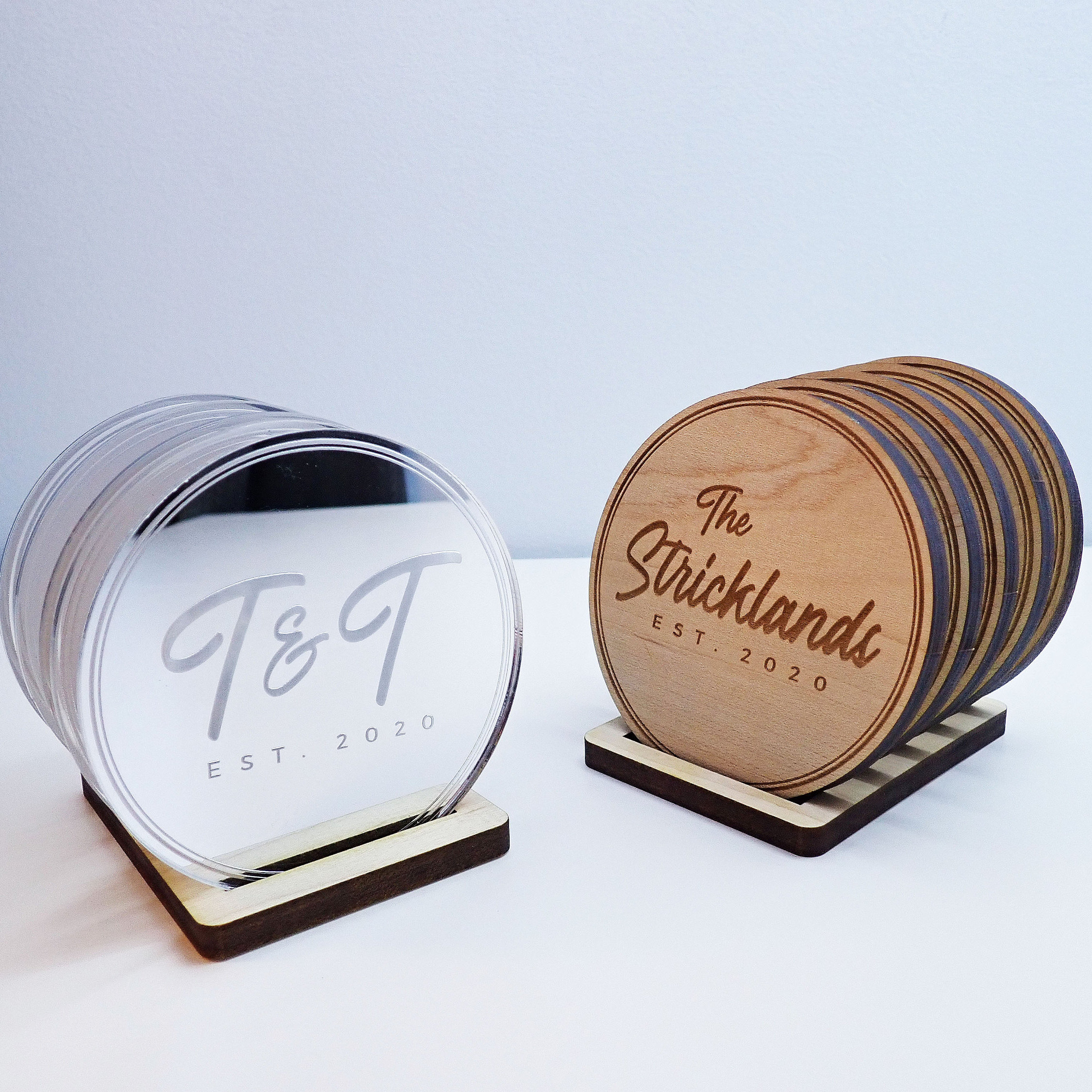 Custom Name Coasters Wooden Drink Coasters Set Real Maple - Etsy Canada