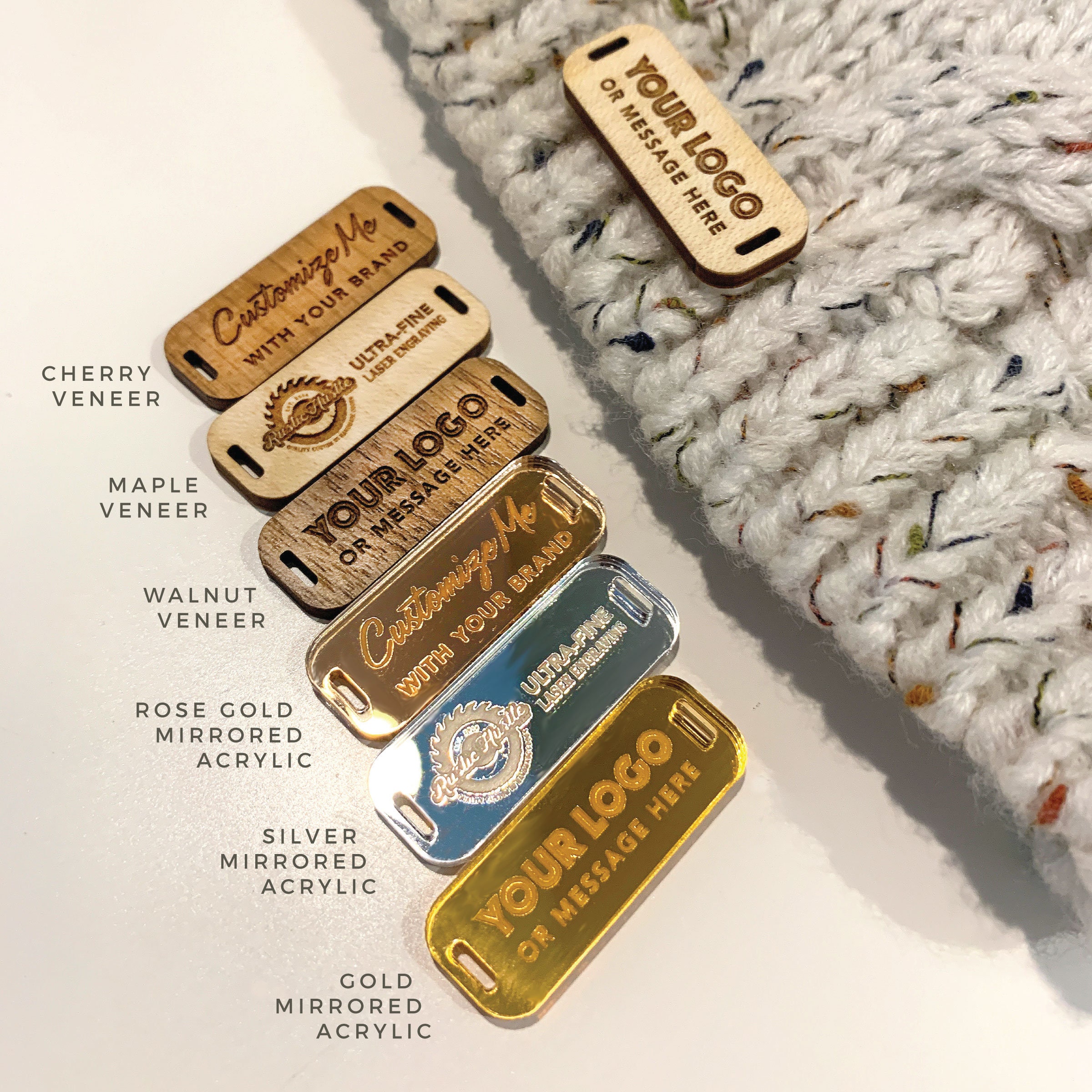 Customized Logo Product Tags, Personalized Buttons for Knitted and ...