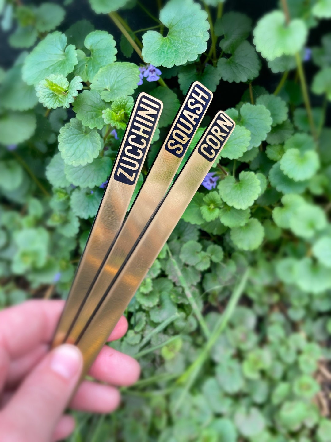 Extra Tall Long Vegetable Garden Stakes Herb + Gold Flower Markers ...