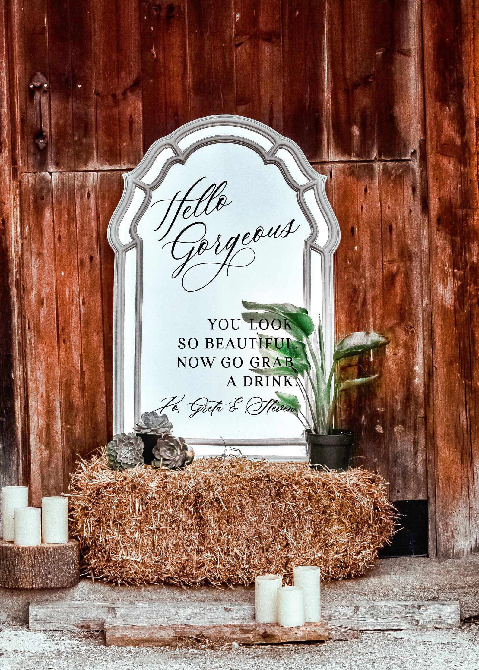 Custom Hello Gorgeous, Grab A Drink Decal Selfie Mirror Sticker for ...