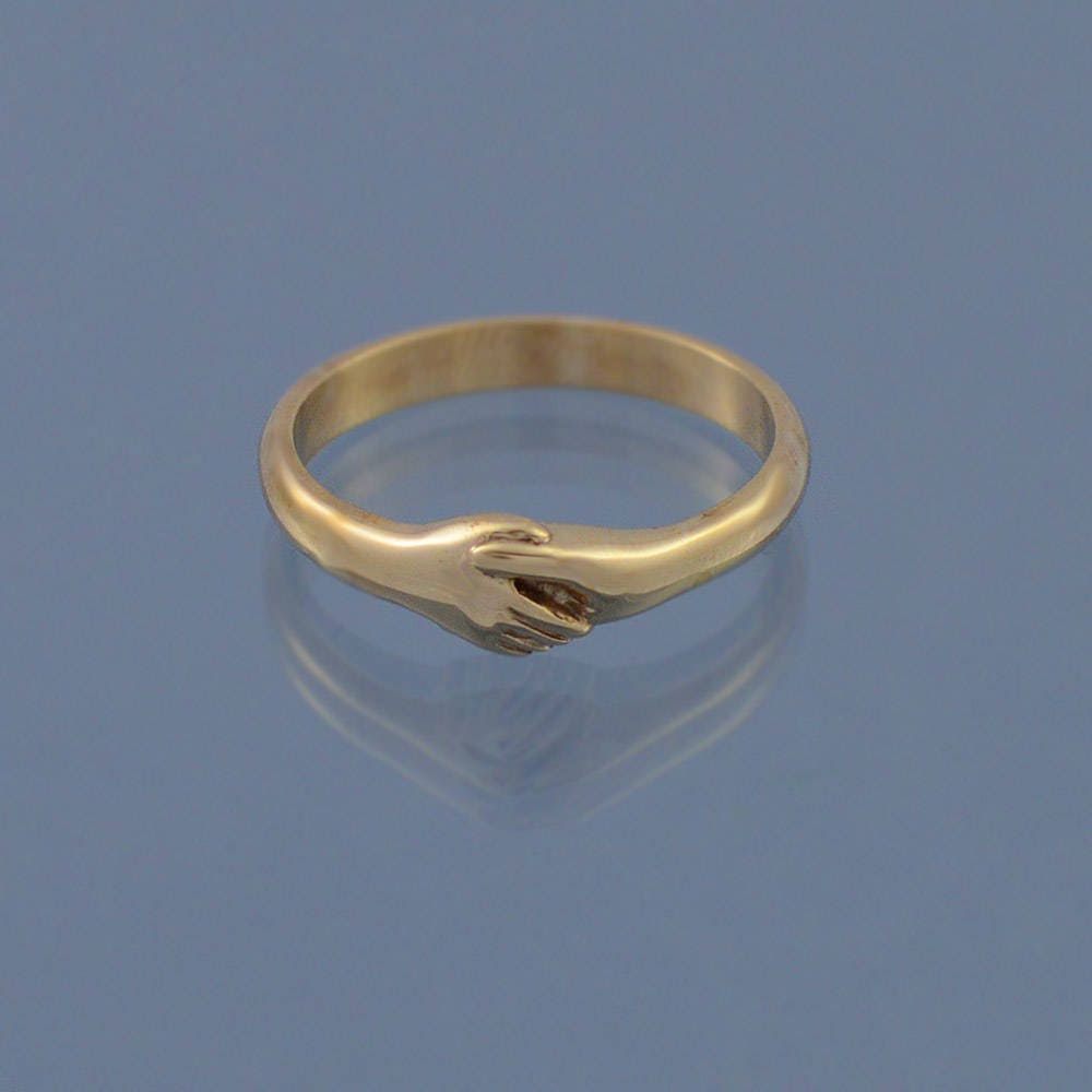 Plain Gold Fede Handshake Friendship Ring Available in 9ct | Etsy