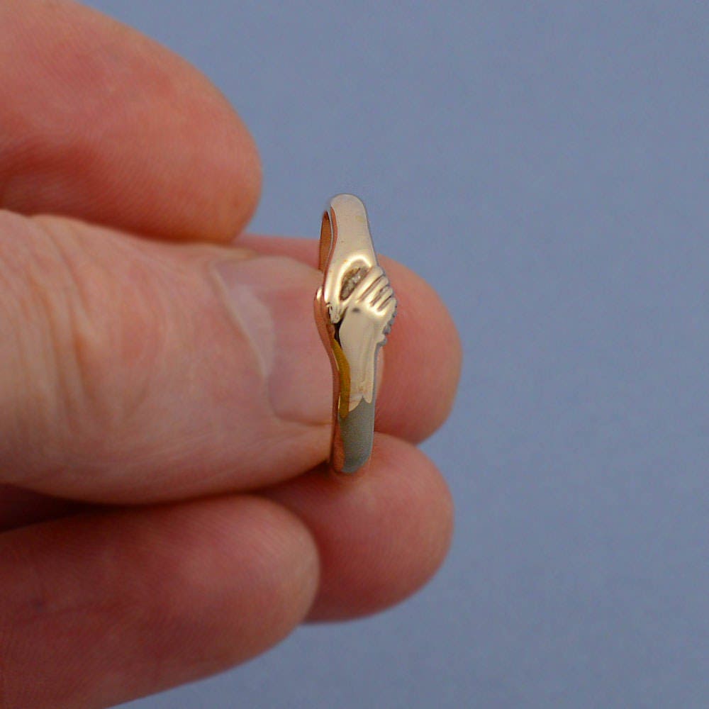 Plain Gold Fede Handshake Friendship Ring Available in 9ct | Etsy