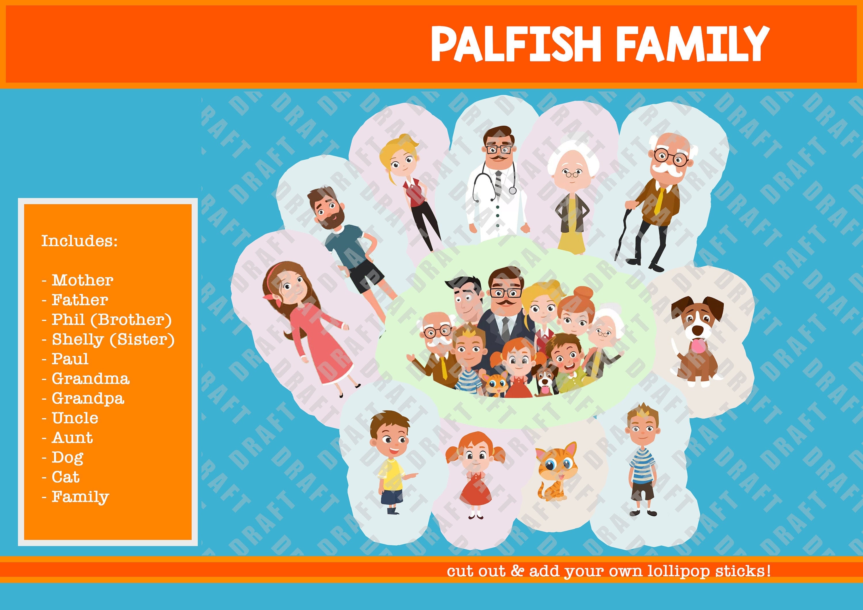 12 Palfish Family Members Cut-outs Inc. Paul, Shelly, Phil, Mother ...