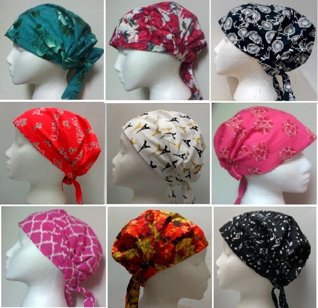 Slip-on Hat Cap Headscarf Head Cover Hair Wrap Scrub Chemo Cancer Biker ...