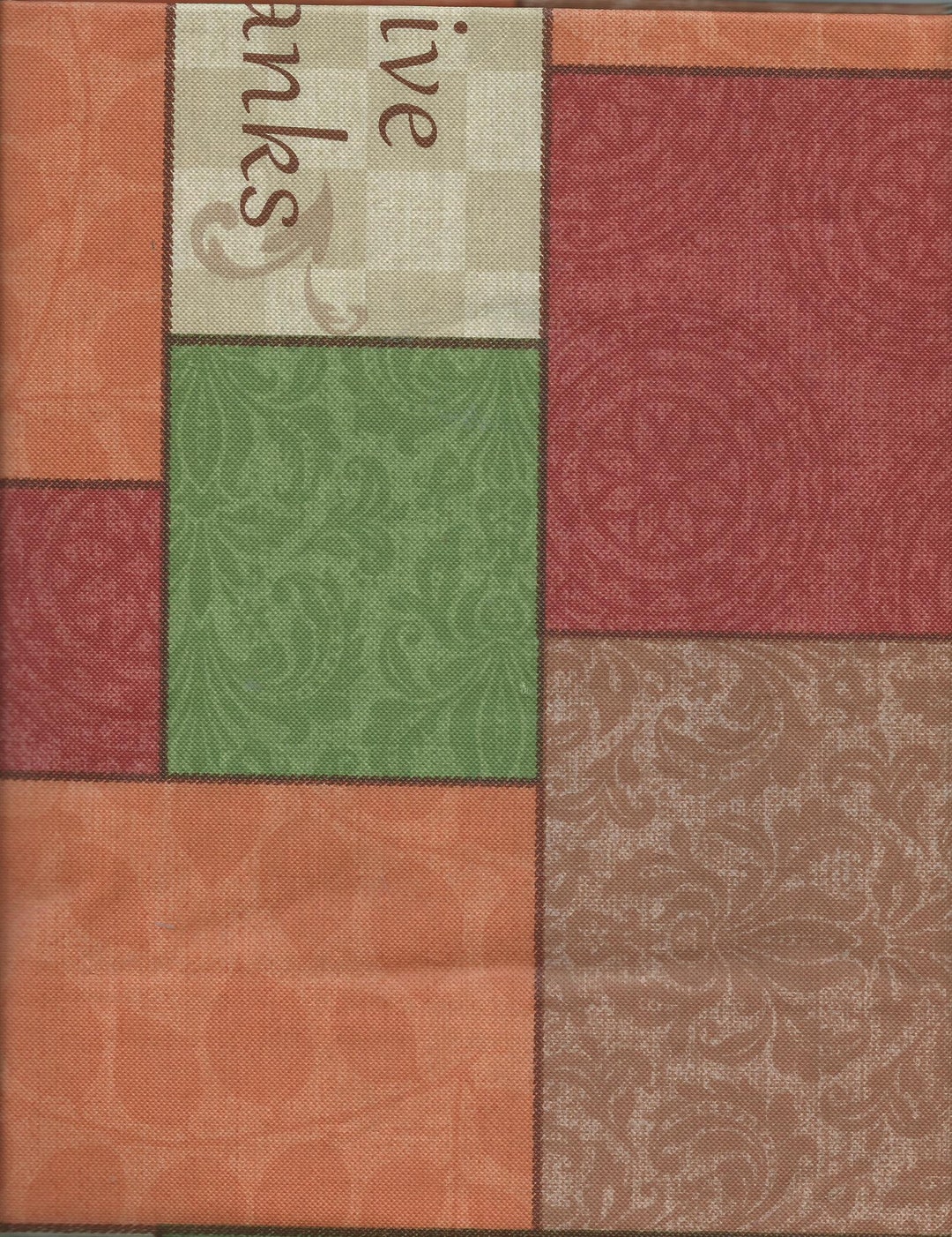 Vinyl Tablecloth With Flannel Back Fall Autumn Thanksgiving Faith Give ...
