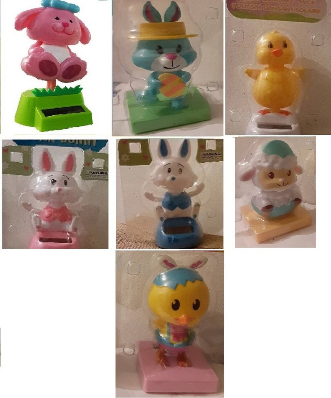 Solar Powered Dancing Toys Easter Bunnies and Newly Born Chicken - Etsy