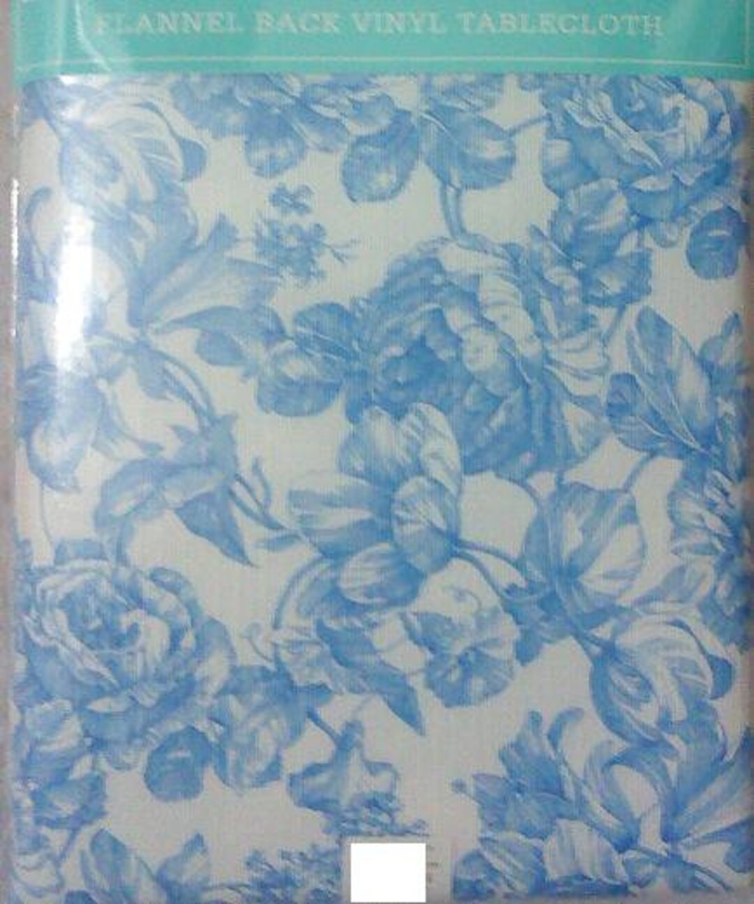 Garden Blue Peva Tablecloth With Flannel Back - Etsy