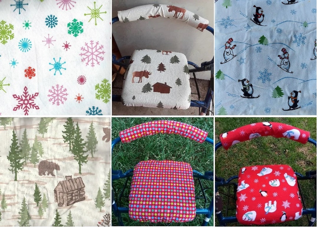 Flannel Rollator Walker Seat Cover Bar Cover Holiday Bear Penguin ...