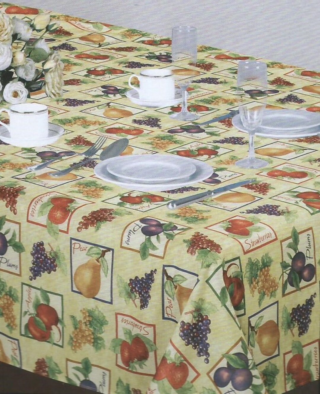 Fabric Tablecloth Grape Fruit in Block - Etsy