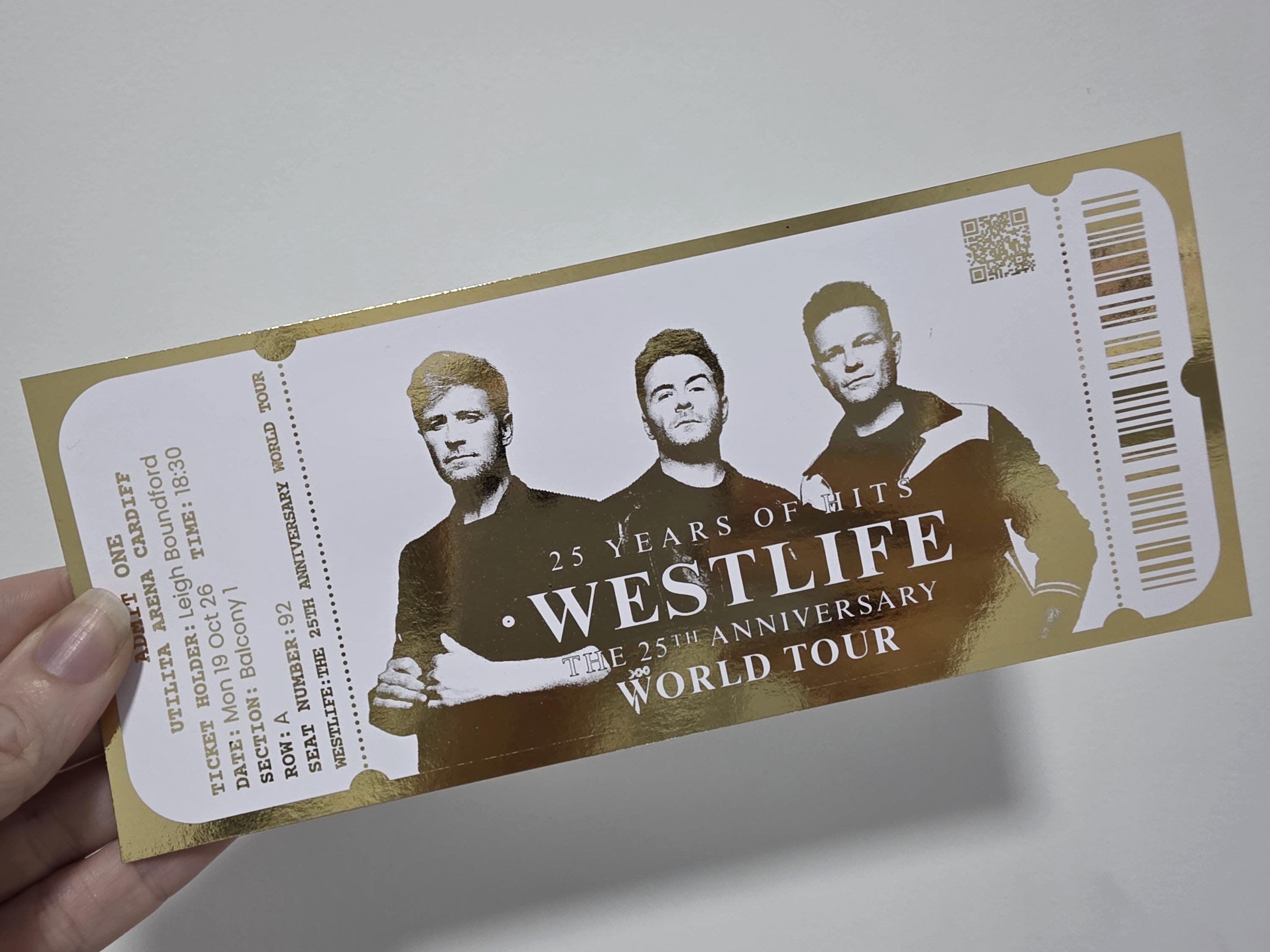 Personalised Foil Souvenir Concert Ticket Gift Surprise Voucher ...