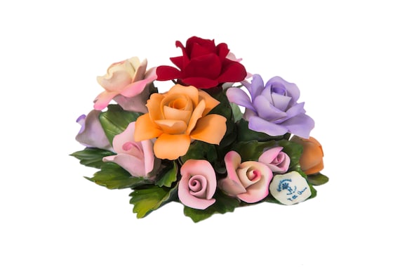 Capodimonte Porcelain Roses Bouquet Centrepiece Made by Hand | Etsy