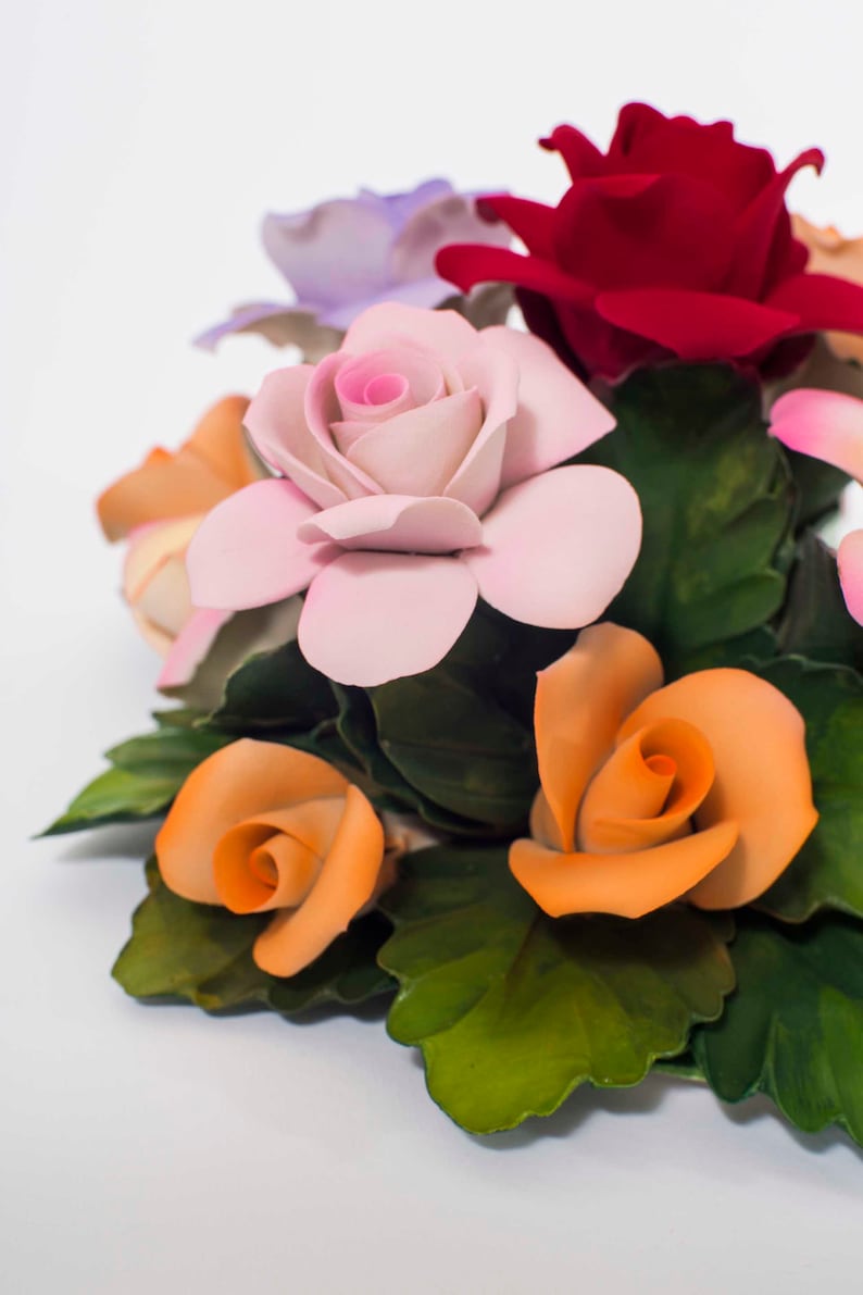 Capodimonte Porcelain Roses Bouquet Centrepiece Made by Hand in Italy ...