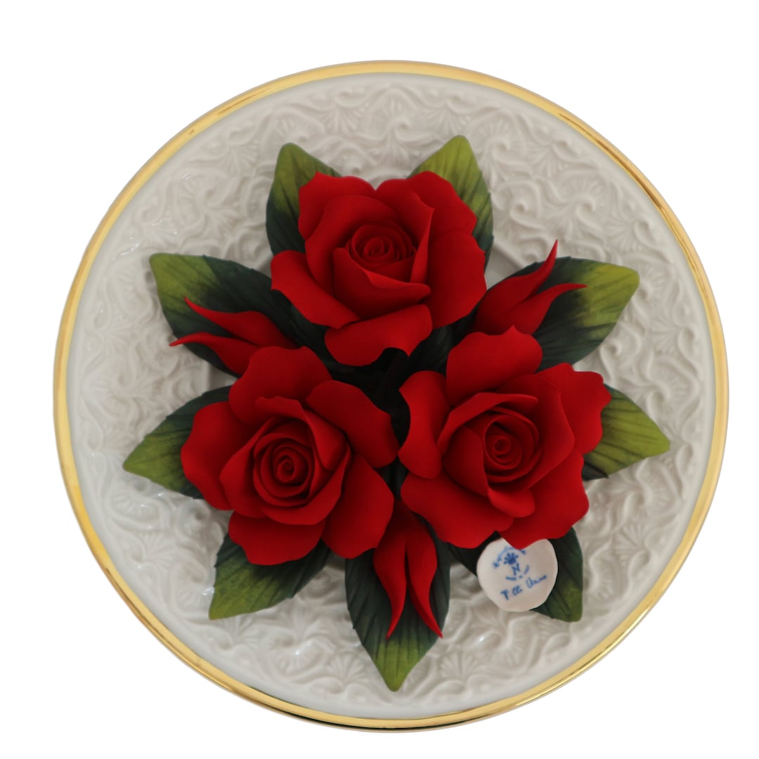 Capodimonte Porcelain Plate With Handmade Roses - Etsy
