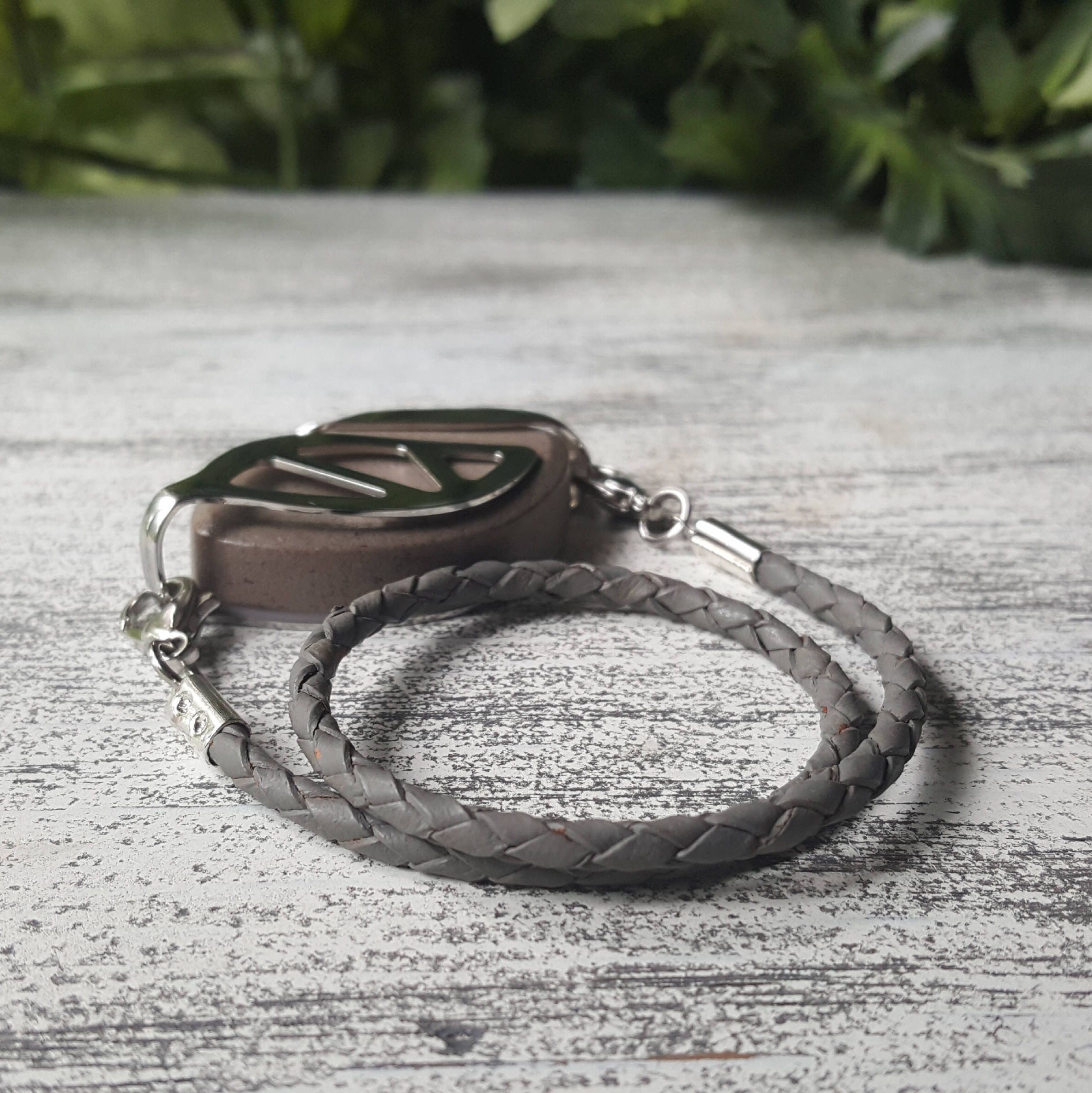 Gray Leather Bolo Wrap Bracelet Bellabeat Leaf and Ivy - Etsy