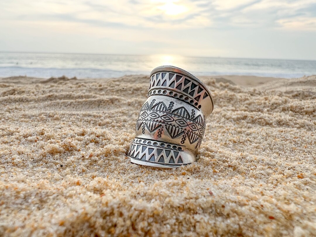 Tribal Silver Ring, Boho Ring, Shield Ring, Ethno Ring, Middle Finger ...