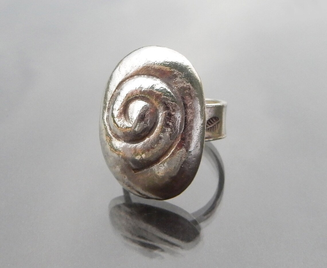 Silver Plain Ethnic Swirl Seashell Ring - Silver Rings Boho - Handmade ...