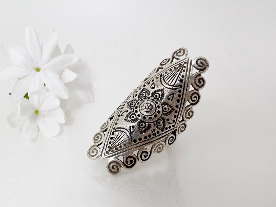 Bohemian Lotus Shield Ring | Boho Ring | Ethno Ring | Middle Finger ...