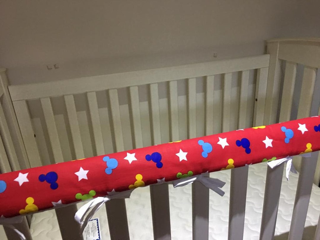Reversible Baby Cot Teething Rail Cover Protector - Mickey Mouse - Etsy UK