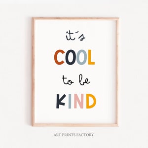 It's Cool to Be Kind Print, Muted Colors Wall Art Kids, Modern Nursery ...