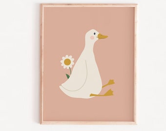 Silly Goose Wall Art, Cute Goose Poster, Nursery Decor, Farm Animal ...