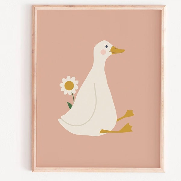 Silly Goose Wall Art, Cute Goose Poster, Dark Green Boy Nursery Decor ...