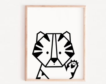 Fat Little Tiger Sketch Illustration 8.5 X 11 Black and - Etsy