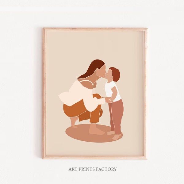 Abstract Mother and Son Print - Etsy