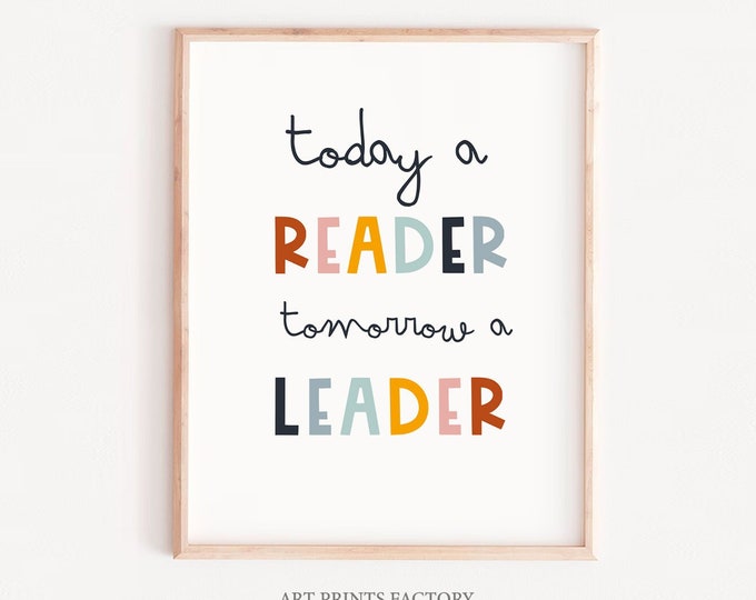 Today a Reader Tomorrow a Leader- Kids Wall Art - Etsy Sweden