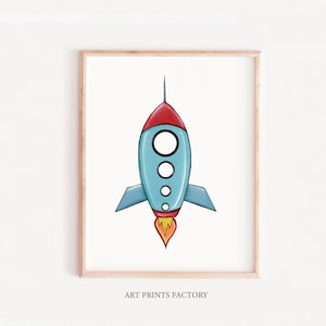 Rocket Nursery, Spaceship Nursery Print, Spaceship Printable, Rocket ...