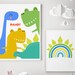 Nursery Wall Art Set, Rainbow Dinosaur, Kids Room Poster, Scandi Kids ...